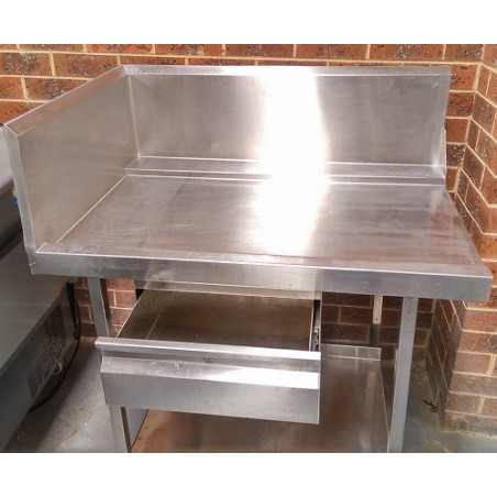 Used Stainless Steel Corner Dishwasher Outlet Bench With Drawer