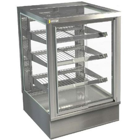 COSSIGA - 900 WIDE FREESTANDING SQUARE HEATED FOOD DISPLAY WITH A GLASS ...
