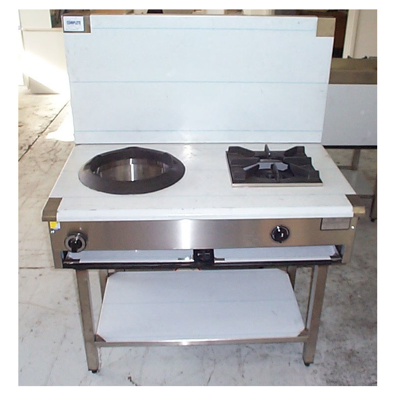 Complete WT-3/BB-2 WTF -3/BB-2 Three Hole Flued Turbo Jet Wok Table and Two Burner Boiling Section