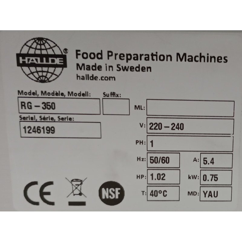 Ex-Demo Hallde RG-350 Vegetable Preparation Machine