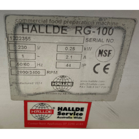 Hallde RG100 Vegetable Preparation Machine Used